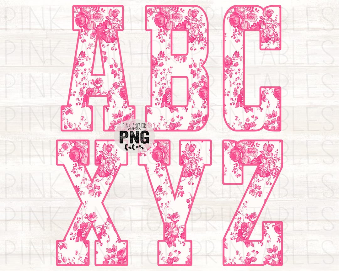 Instant Download Pink Floral Toile Alphabet ABC Alpha Pack Bundle ...