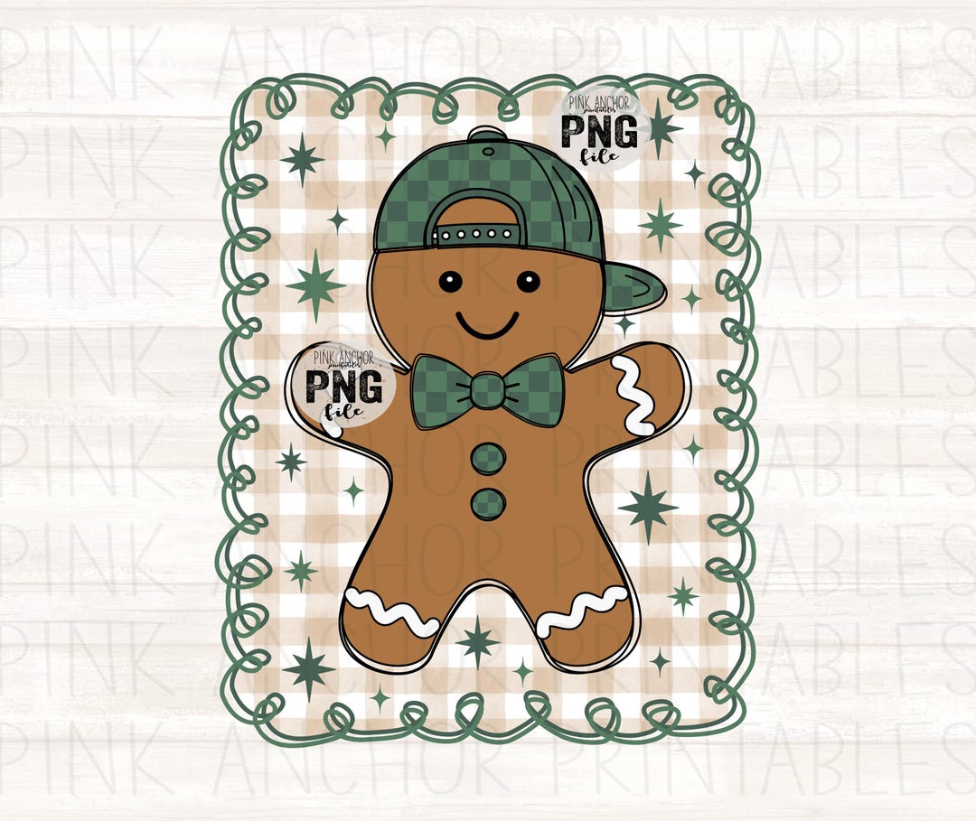 Instant Download Boy Gingerbread Hat Checker Gingham Green Preppy ...