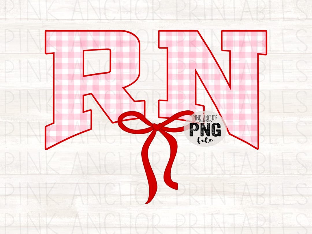 Instant Download RN Red Pink Gingham Coquette Bow Heart Valentine's Png ...