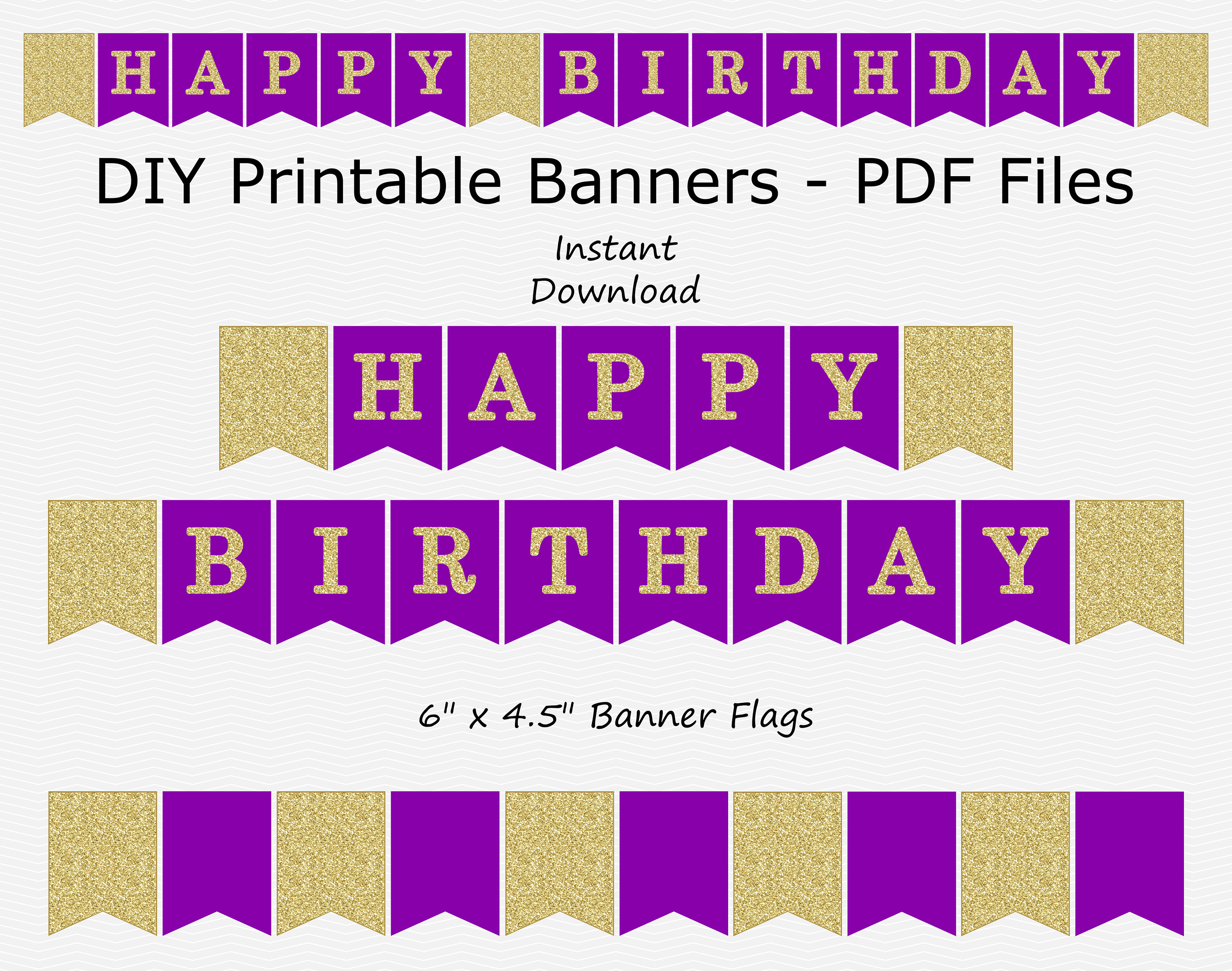 Purple Happy Birthday Banner