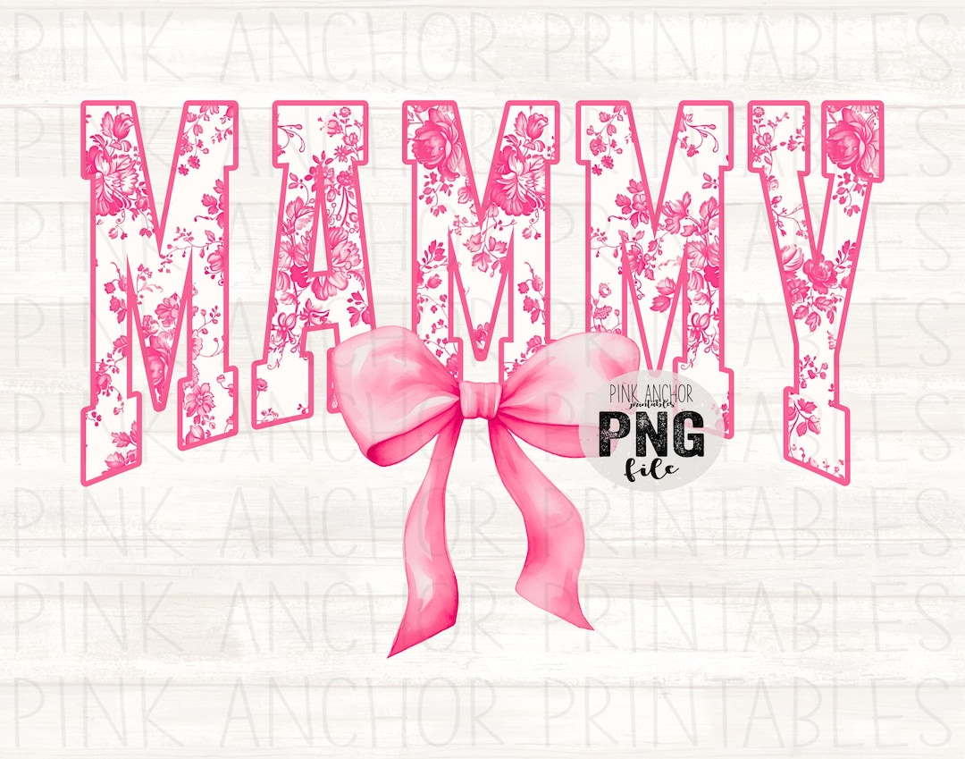 Instant Download Mammy Pink Toile Coquette Bow Png File Clip Art ...