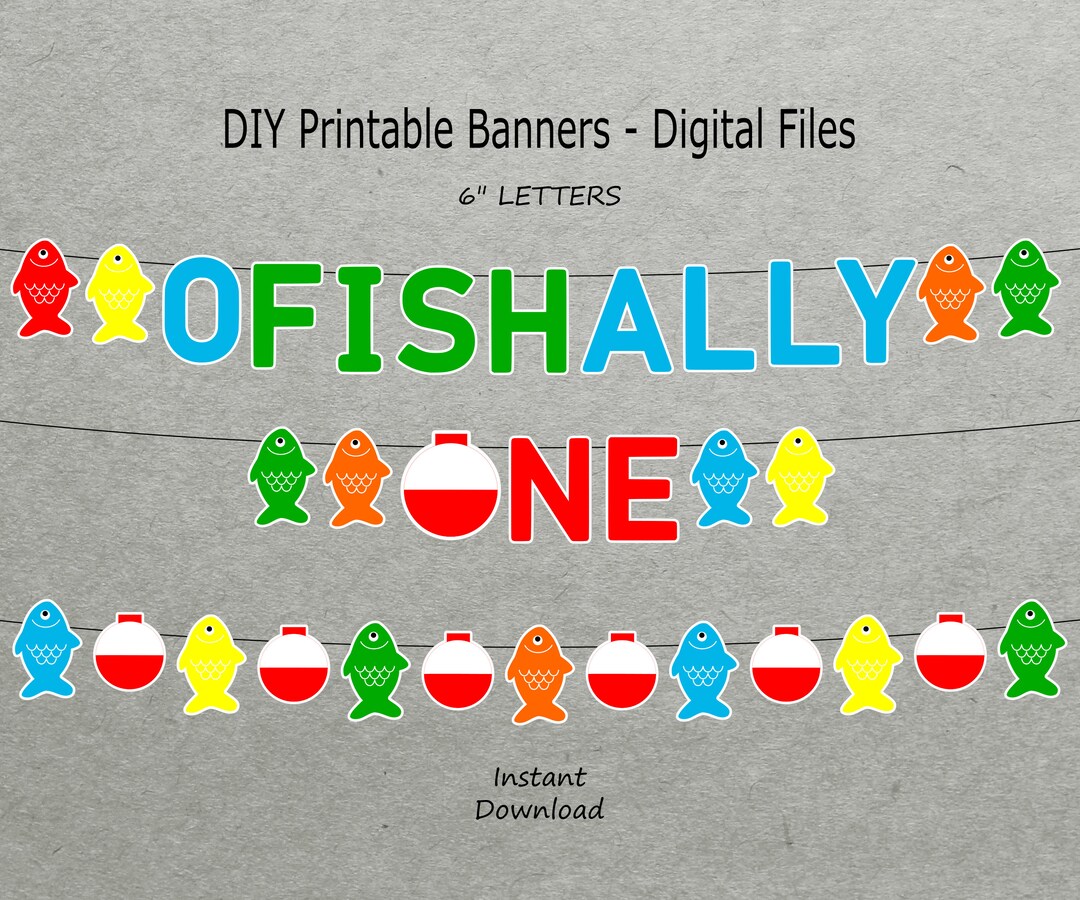 Printable - You Print - Ofishally One Banner - Blue, Green, Yellow ...