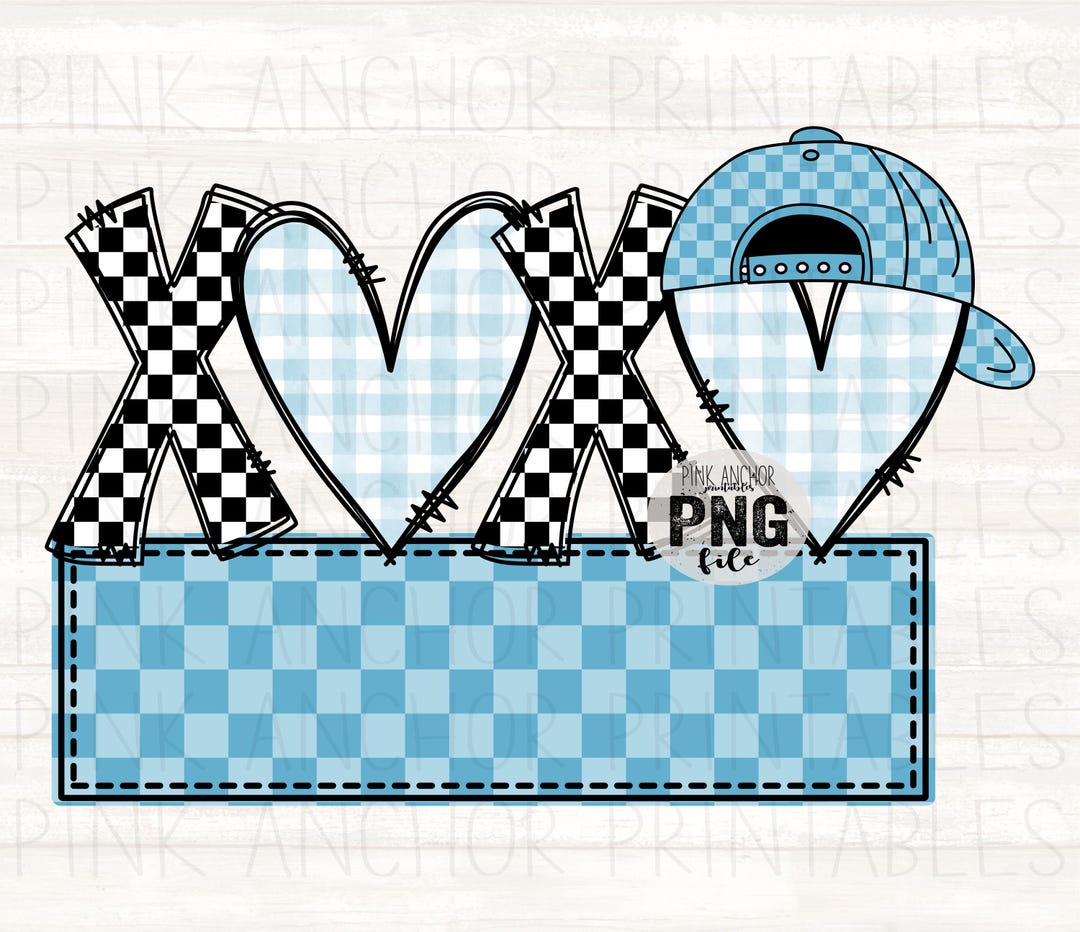 Instant Download Boy XOXO Heart Hat Gingham Valentine's Day Hearts ...