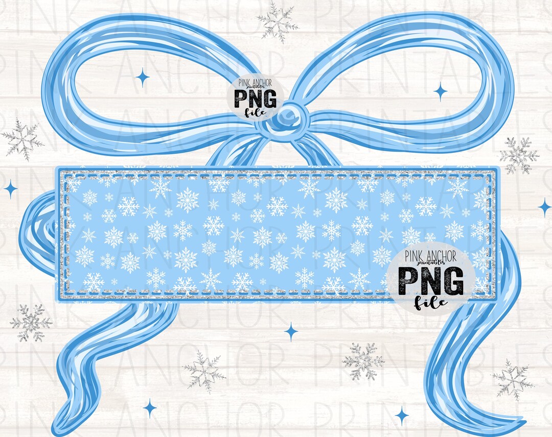 Instant Download Preppy Coquette Bow Winter Blue Silver Snowflakes Box ...