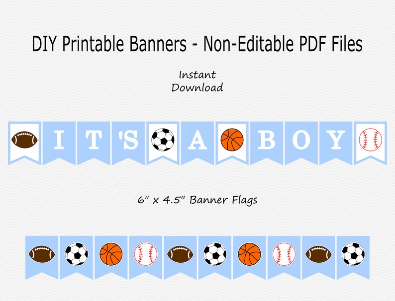 It's A Boy Banner Light Blue Baby Shower Sport Ball | Etsy