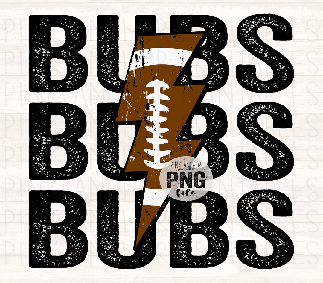 Bubs Instant Download Stacked Football Lightning Bolt Png Printable ...
