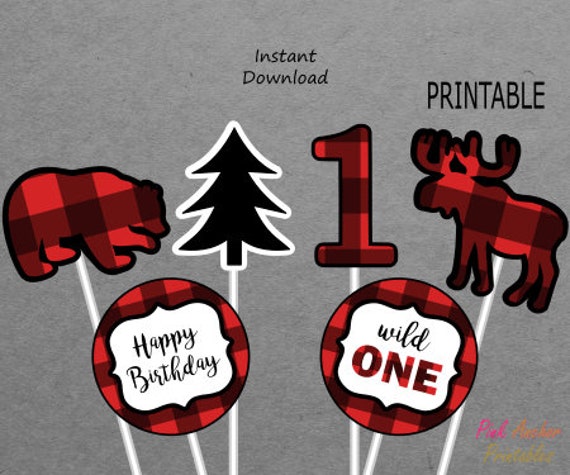 Lumberjack Printable Centerpieces Boy 1st Birthday Buffalo - Etsy