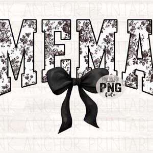 Instant Download Mema Black Toile Coquette Bow Png File Clip Art ...