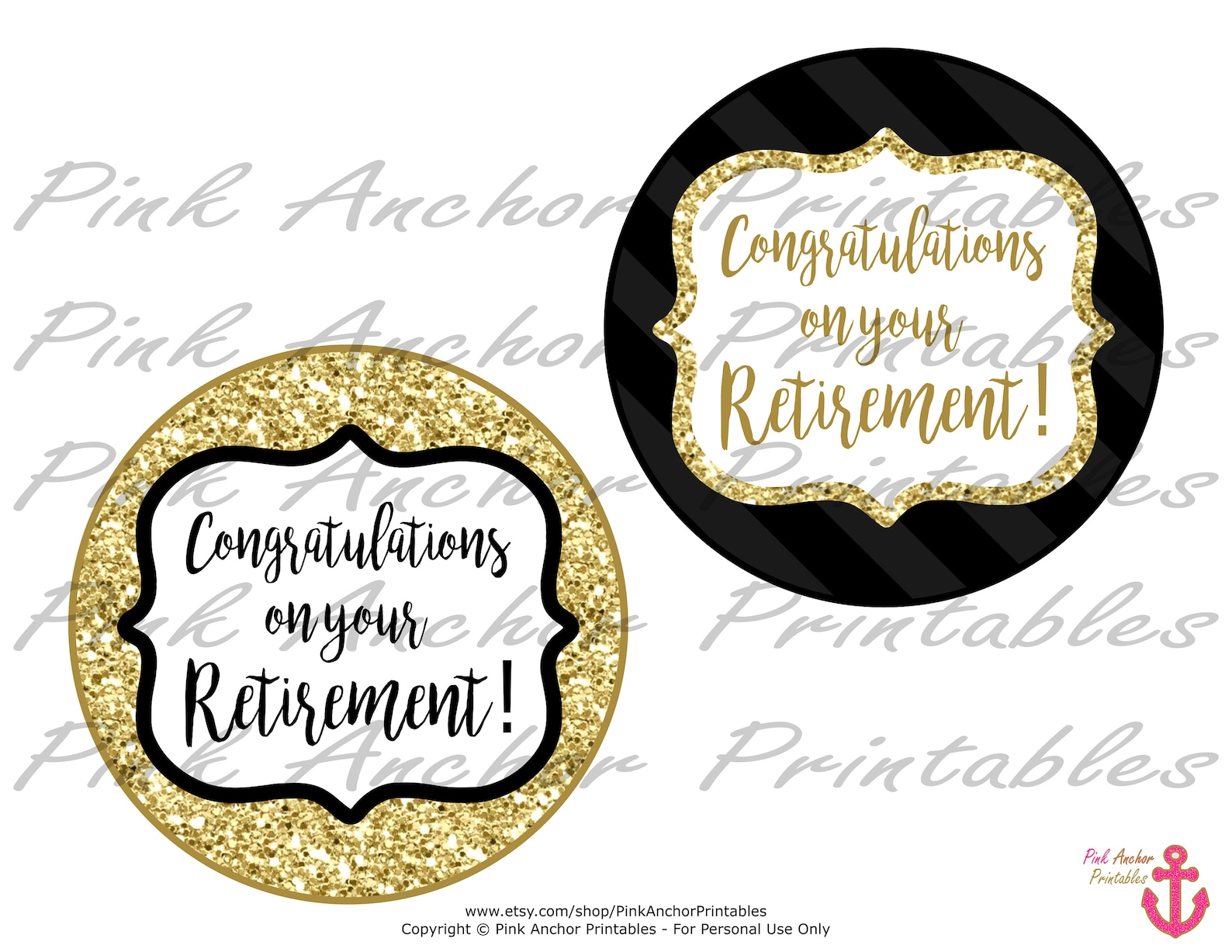 Printable Retirement Centerpieces - Black & Gold - Congratulations on ...