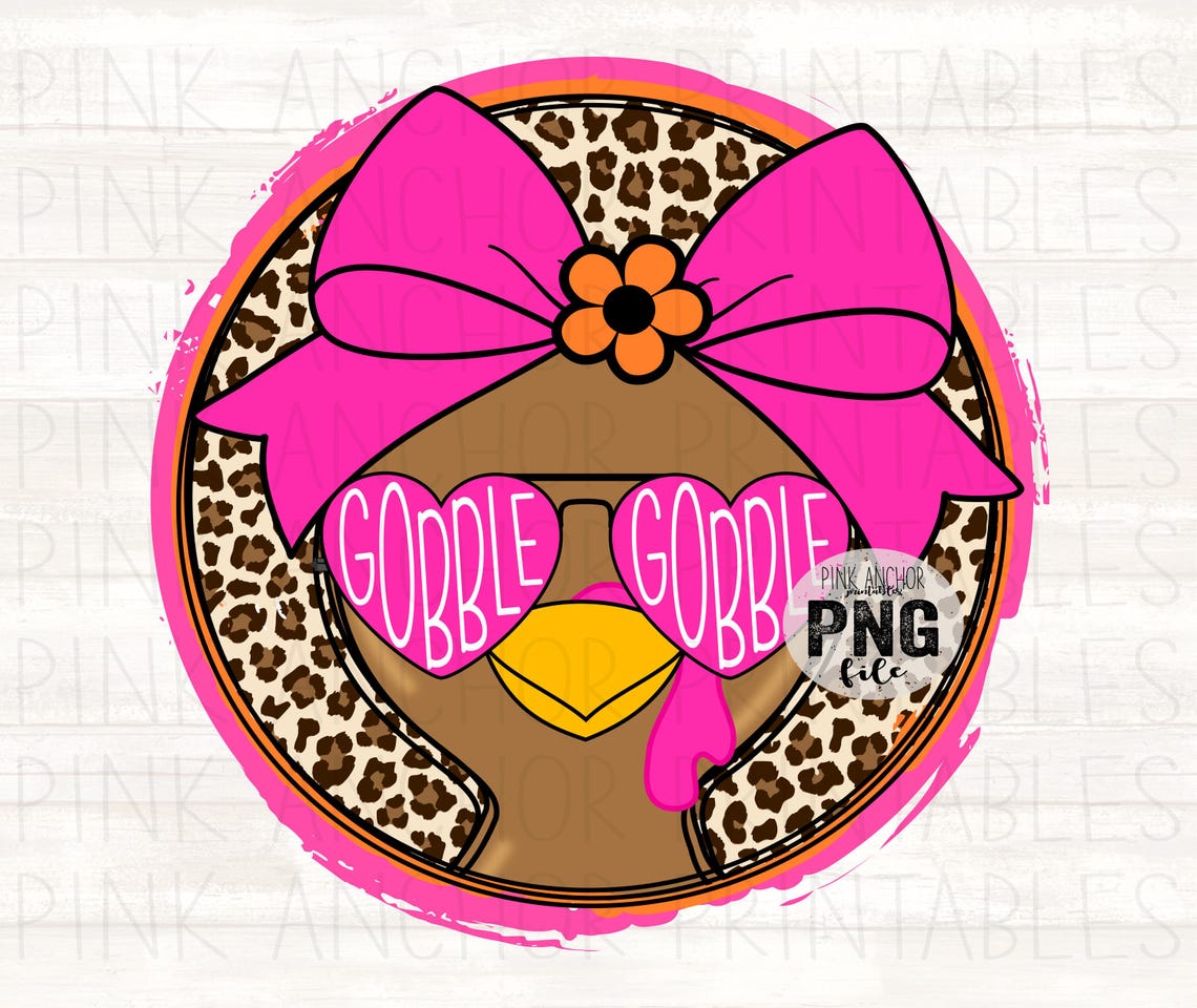 Instant Download Girl Turkey Bow Cheetah Leopard Circle Gobble Gobble ...