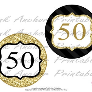 Printable 50th Birthday Centerpieces - Black & Gold - Cheers to 50 ...