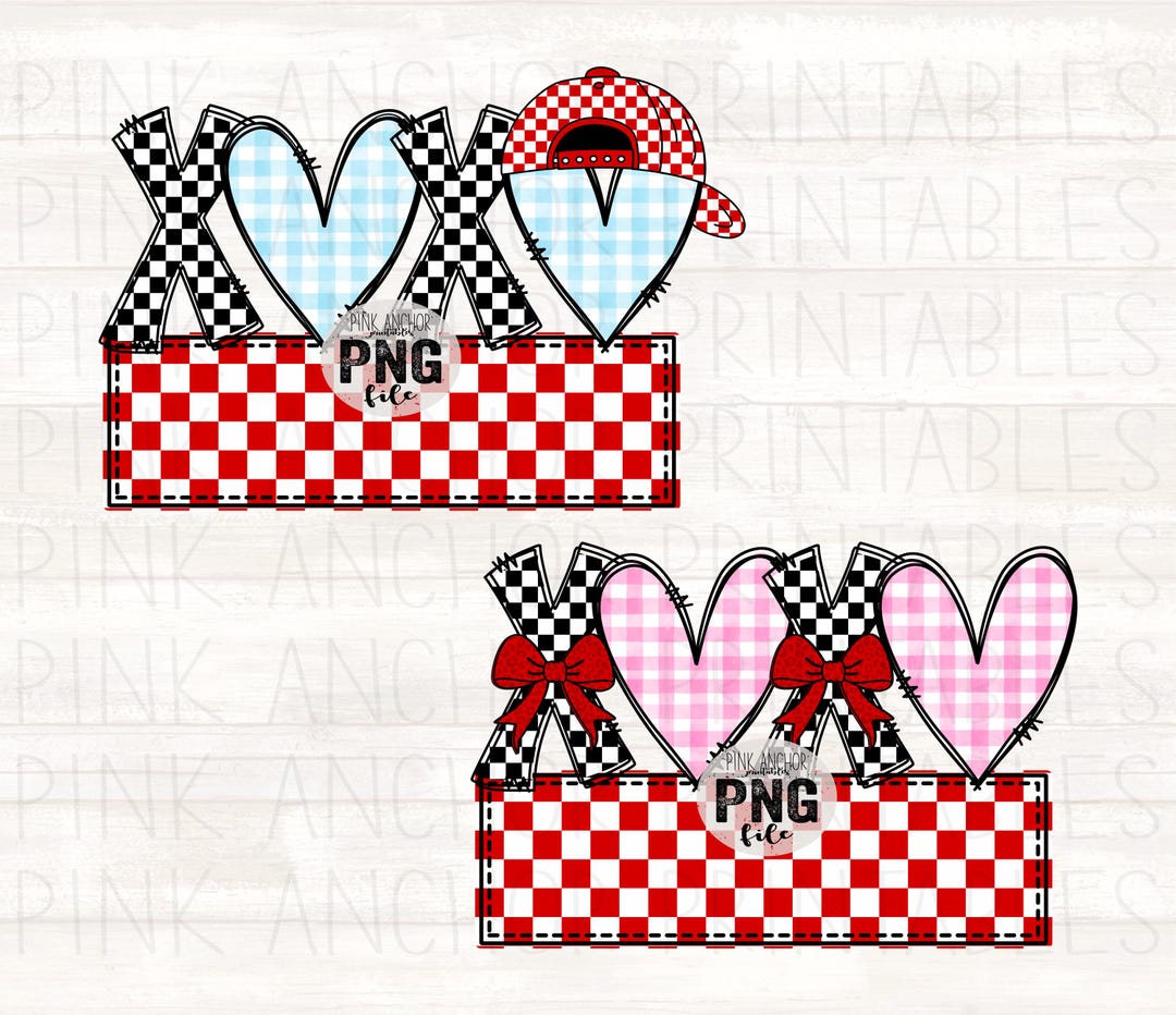 Instant Download Boy Girl XOXO Heart Bundle Hat Bow Checker Gingham ...