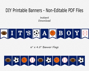 It's A Boy Banner Light Blue Baby Shower Sport Ball | Etsy
