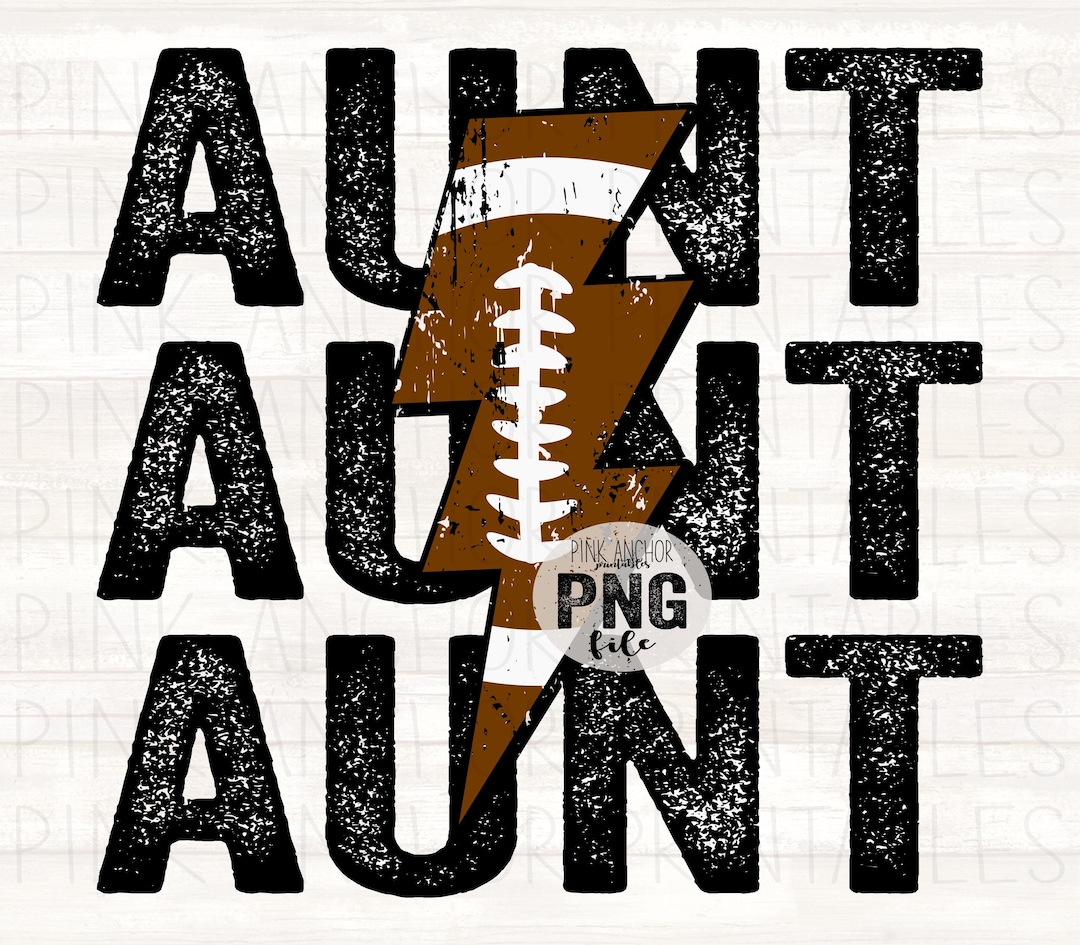 Aunt Instant Download Stacked Football Lightning Bolt Png Printable ...