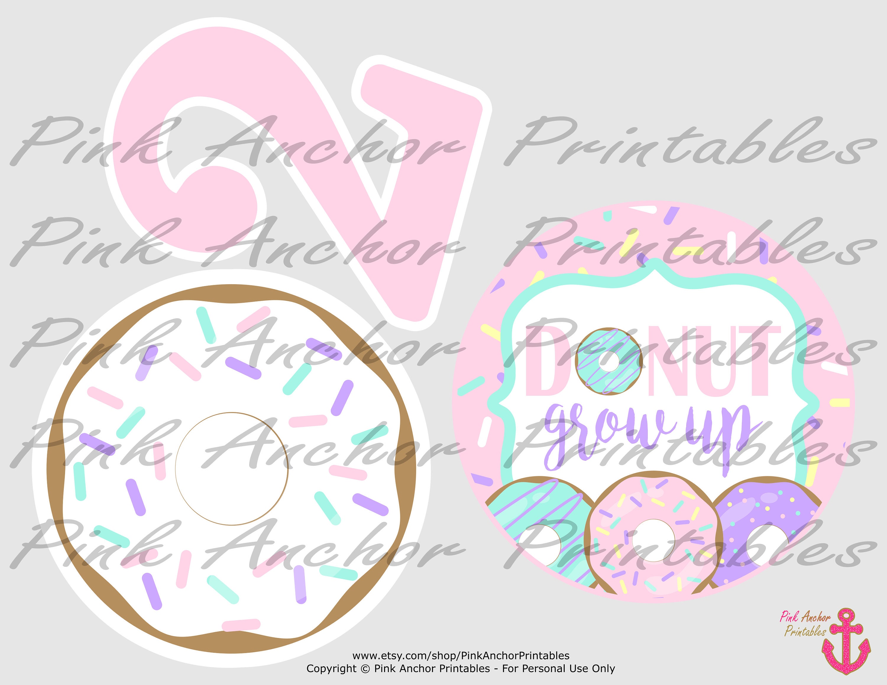 Printable Donut Centerpieces 2nd Birthday Light Pink | Etsy