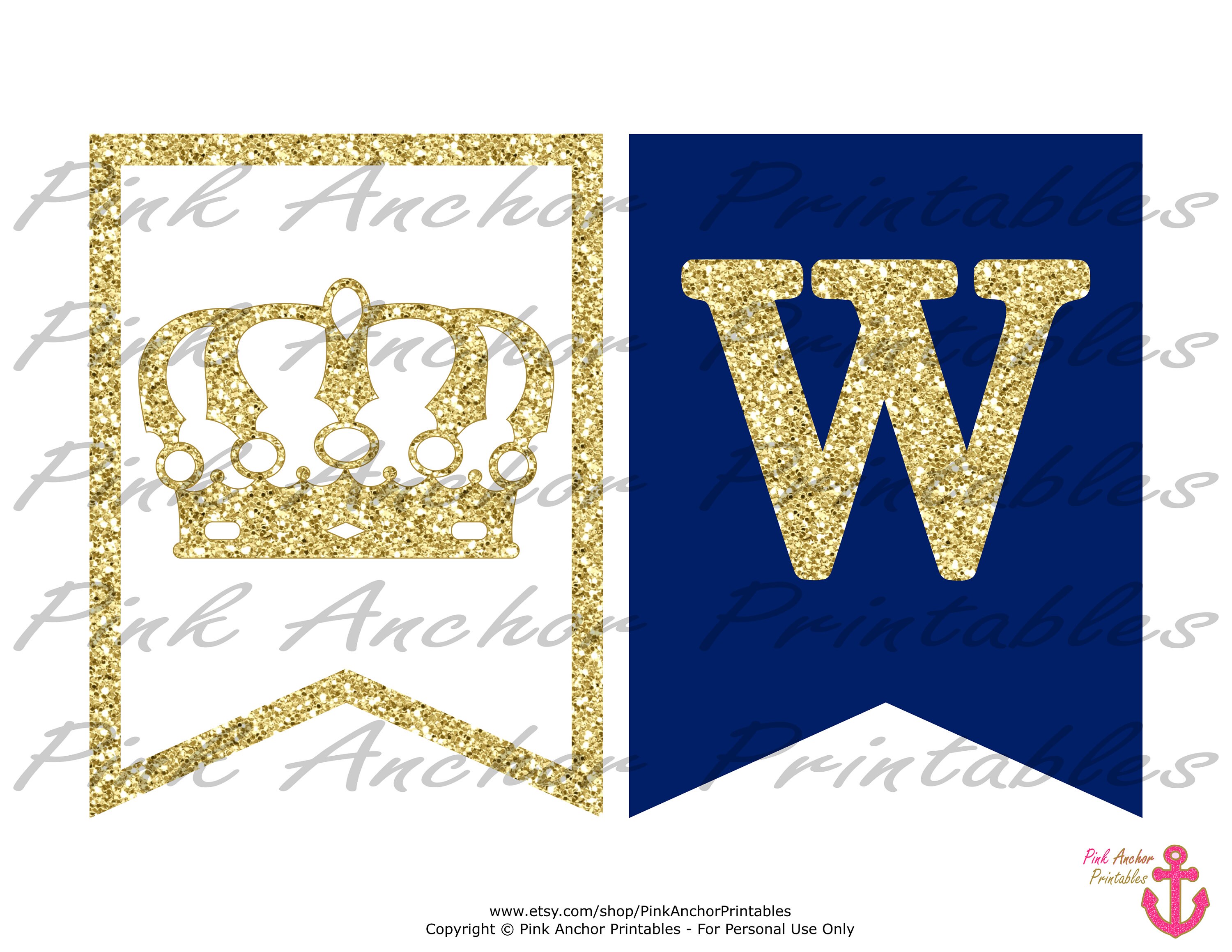 Welcome Little Prince Banner With Crowns Navy Blue & Gold | Etsy