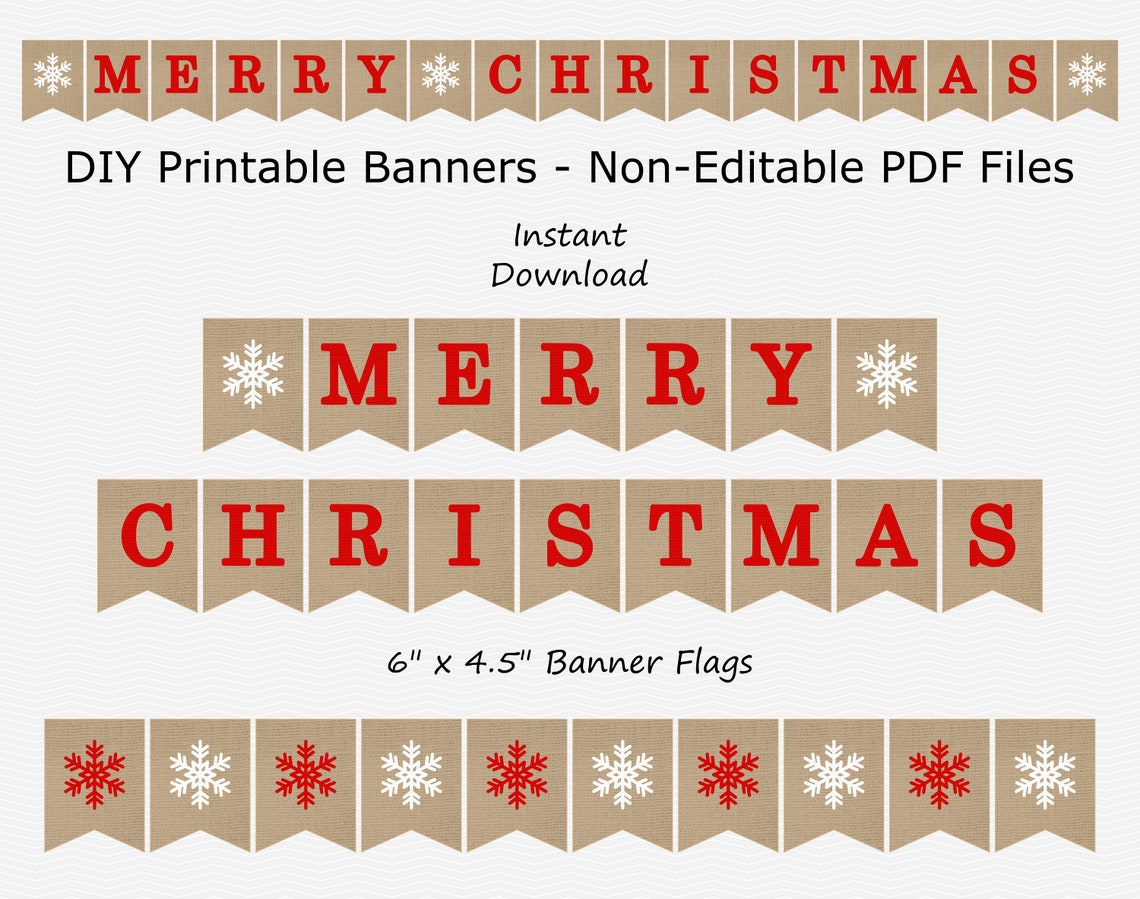 Merry Christmas Banner Burlap Red & White Christmas Sign - Etsy