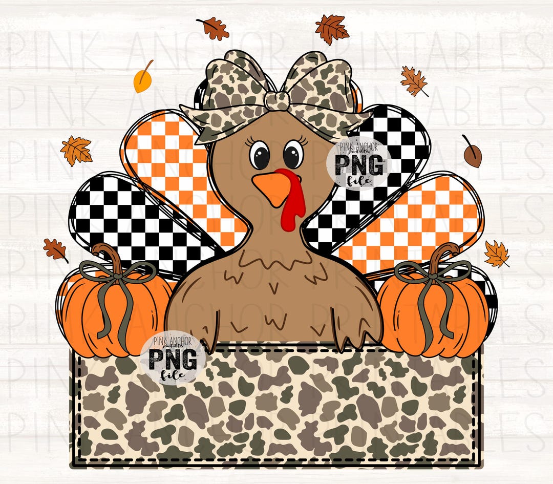 Instant Download Girl Turkey Bow Pumpkin Thanksgiving Camo Checker Box ...