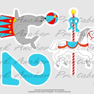 Printable Circus Centerpieces - Red, Blue, Yellow - Carnival Birthday ...
