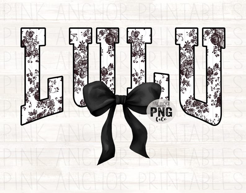 Instant Download Lulu Black Toile Coquette Bow Png File Clip Art ...