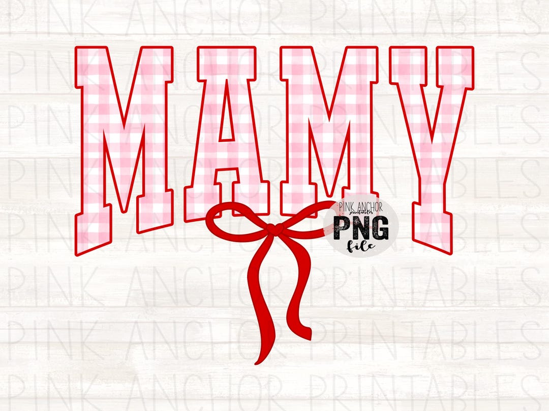 Instant Download Mamy Pink Gingham Red Valentine's Day Coquette Bow Png ...