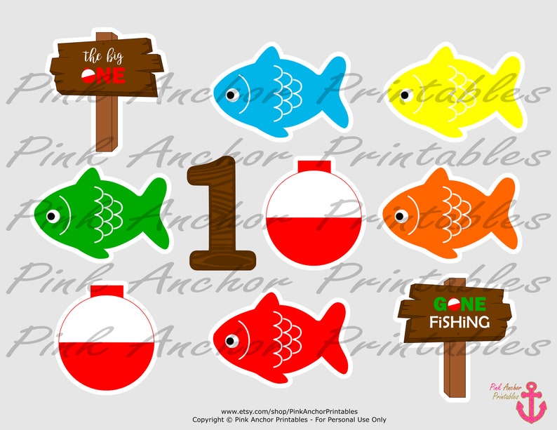Printable Fish Birthday Cupcake Toppers and Wrappers Gone | Etsy