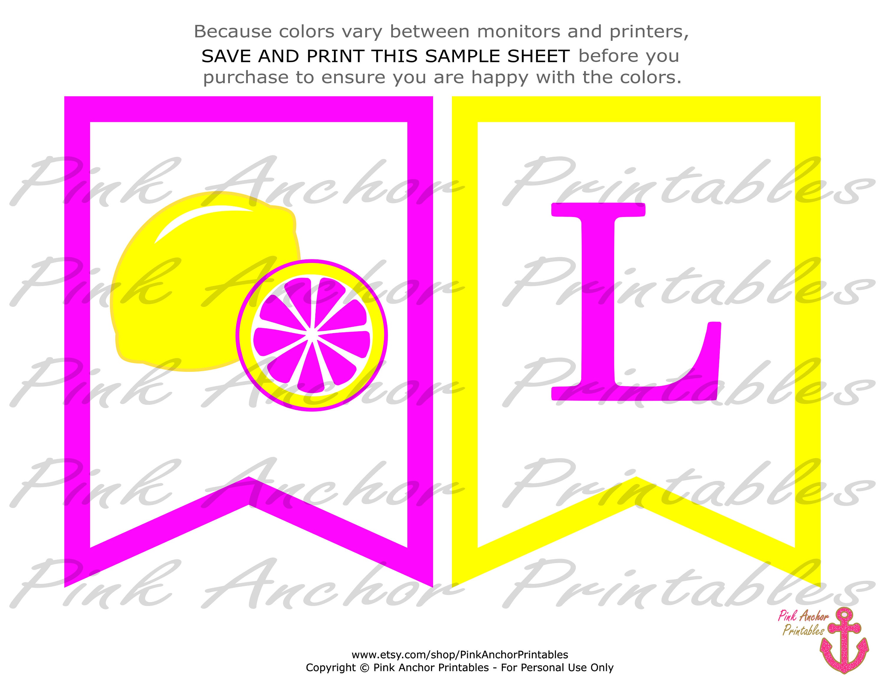 Lemonade Banner Hot Pink & Yellow Lemon Baby Shower - Etsy