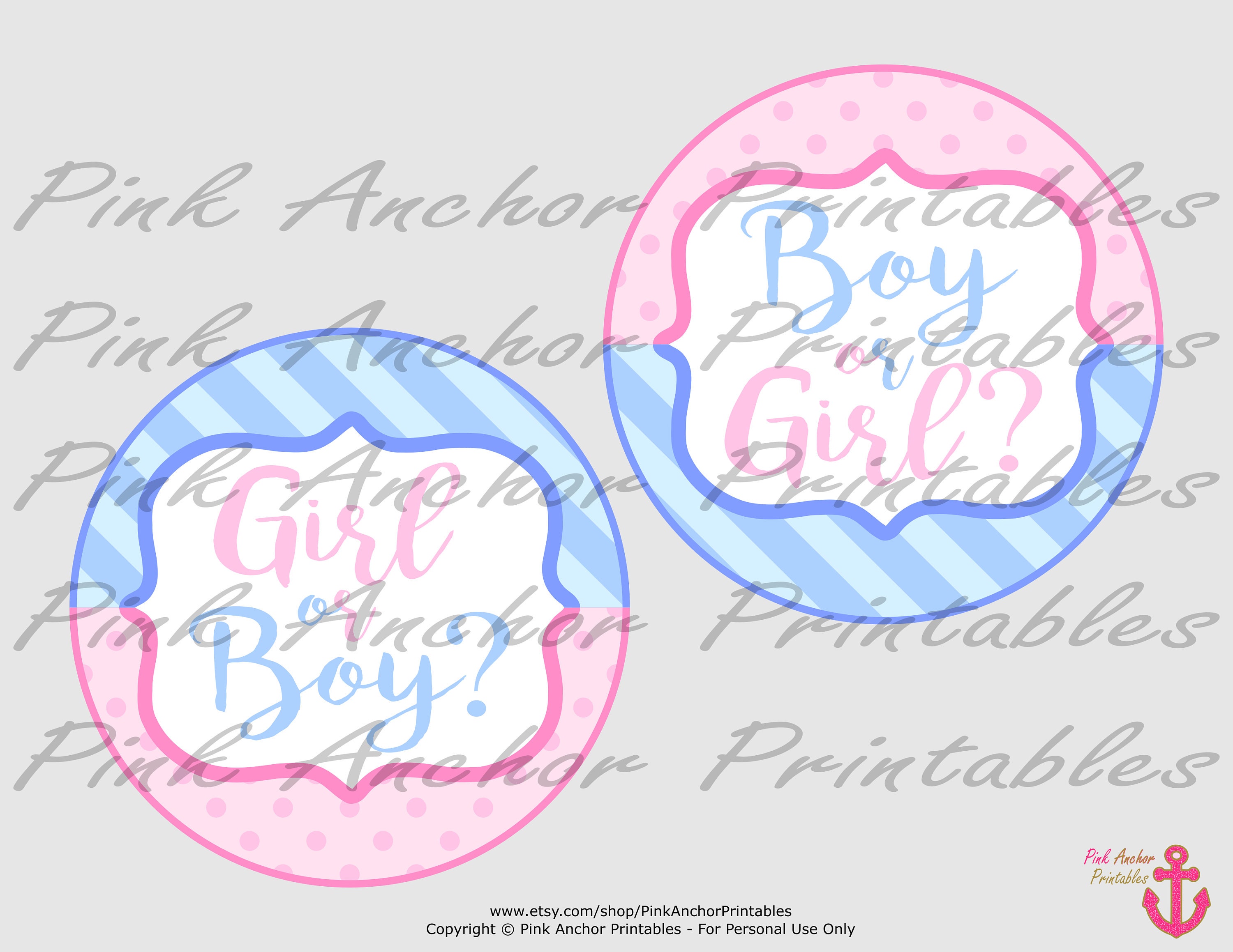 Printable Gender Reveal Centerpieces - Girl Boy - Baby Pink & Light ...