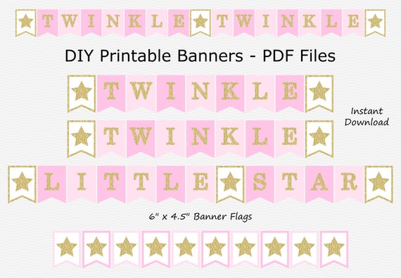 Twinkle Twinkle Little Star Banner With Stars Baby Pink - Etsy