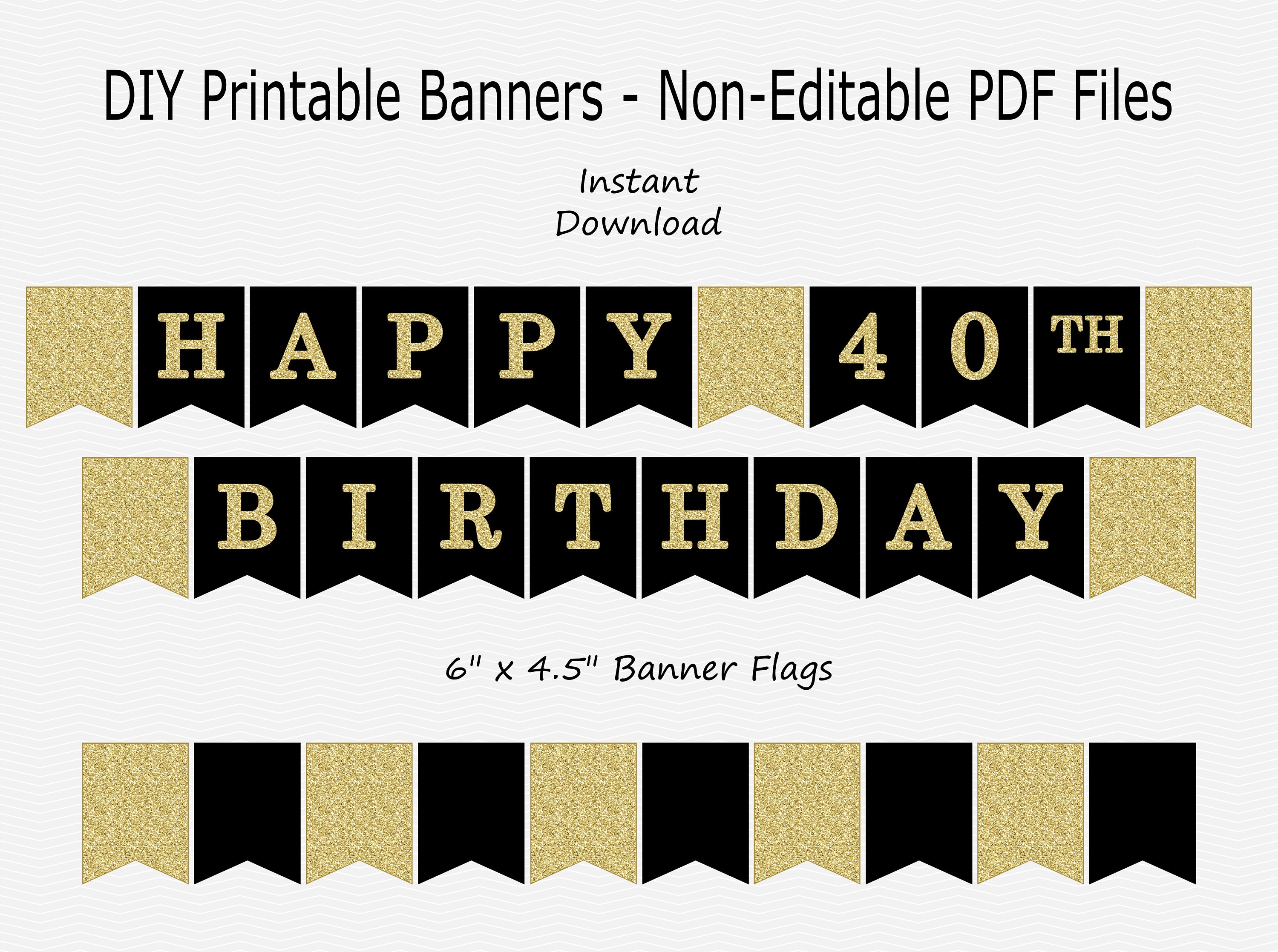 40th Birthday Black And Gold Glitter Printable Signs - vrogue.co