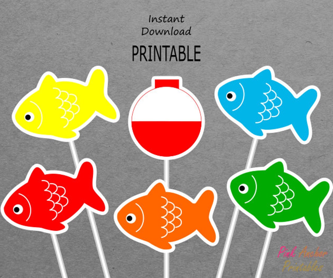 Printable Fish Centerpieces Birthday Gone Fishing Bobber PRINTABLE ...