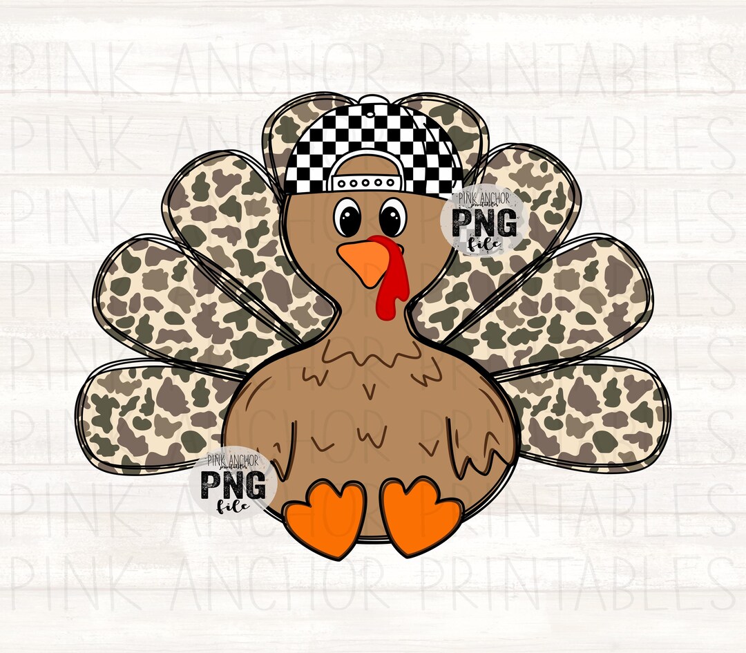 Instant Download Boy Turkey Hat Ball Cap Checker Camo Thanksgiving Hand ...