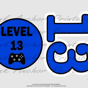 Printable Gamer Centerpieces Boy 13th Birthday - Blue & Black - Video ...