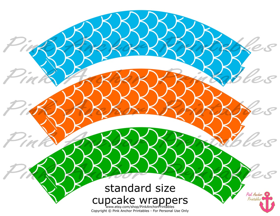 Printable Fish Birthday Cupcake Toppers and Wrappers Gone | Etsy