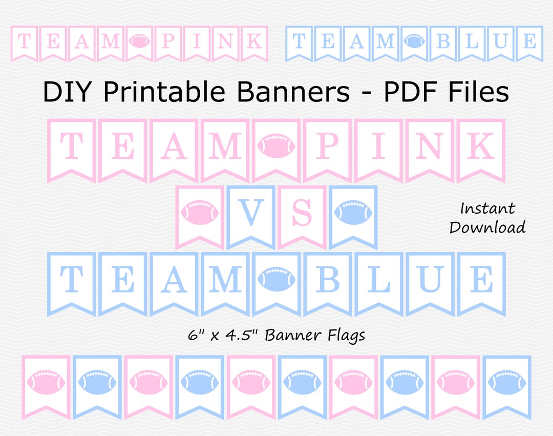 Team Pink Vs Team Blue Banner - Baby Pink & Light Blue - Football ...