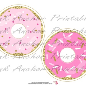 Printable - You Print - Happy Birthday Banner - Pink & Gold - Donut ...
