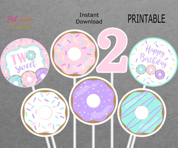Printable Donut Centerpieces 2nd Birthday Two Sweet Light - Etsy