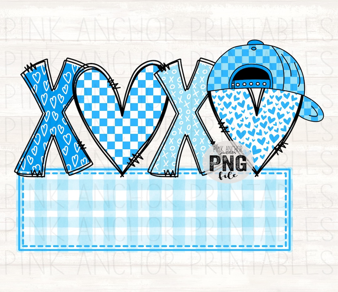 Instant Download Boy XOXO Heart Hat Gingham Valentine's Day Hearts Xoxo ...