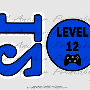 Printable Gamer Centerpieces Boy 12th Birthday - Blue & Black - Video ...