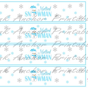 Melted Snowman Water Bottle Labels - Blue & Silver Sparkle - Birthday ...