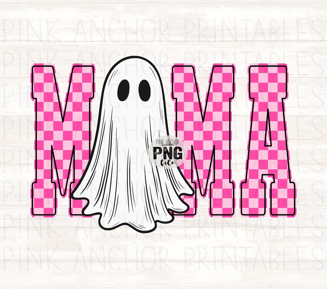 Instant Download Mama Ghost Fall Halloween Pink Checker Png File Clip ...