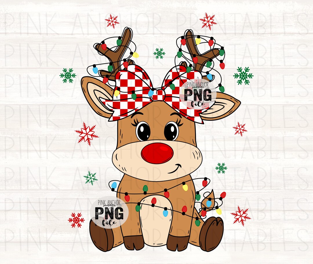 Instant Download Girl Reindeer Bow Checker Christmas Lights Snowflakes ...