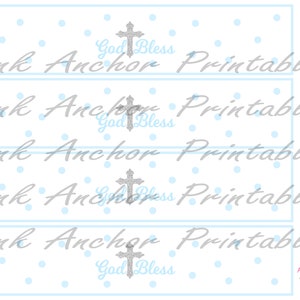Printable God Bless Water Bottle Labels - Pale Blue & Silver ...