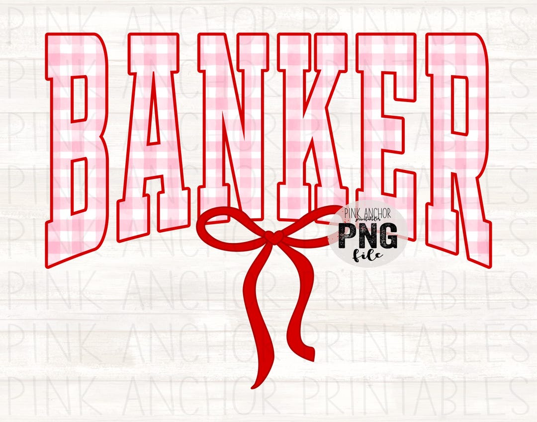 Instant Download Banker Red Pink Gingham Coquette Bow Heart Valentine's ...