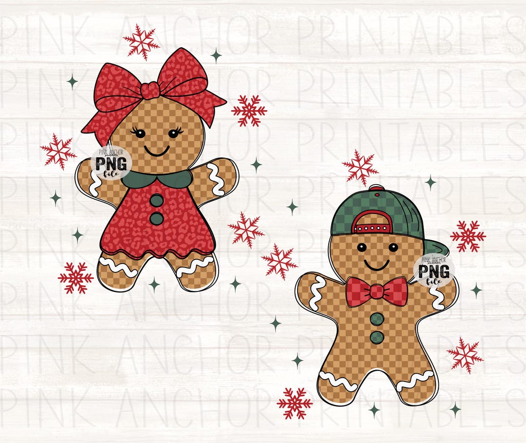 Instant Download 2 Separate Designs Girl Boy Gingerbread Bow Hat Ball ...