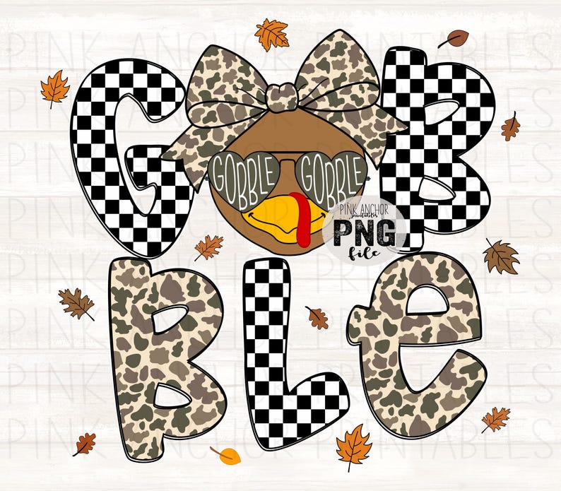 Instant Download Gobble Boy Girl Turkey Head Face Bundle Hat Bow Camo ...