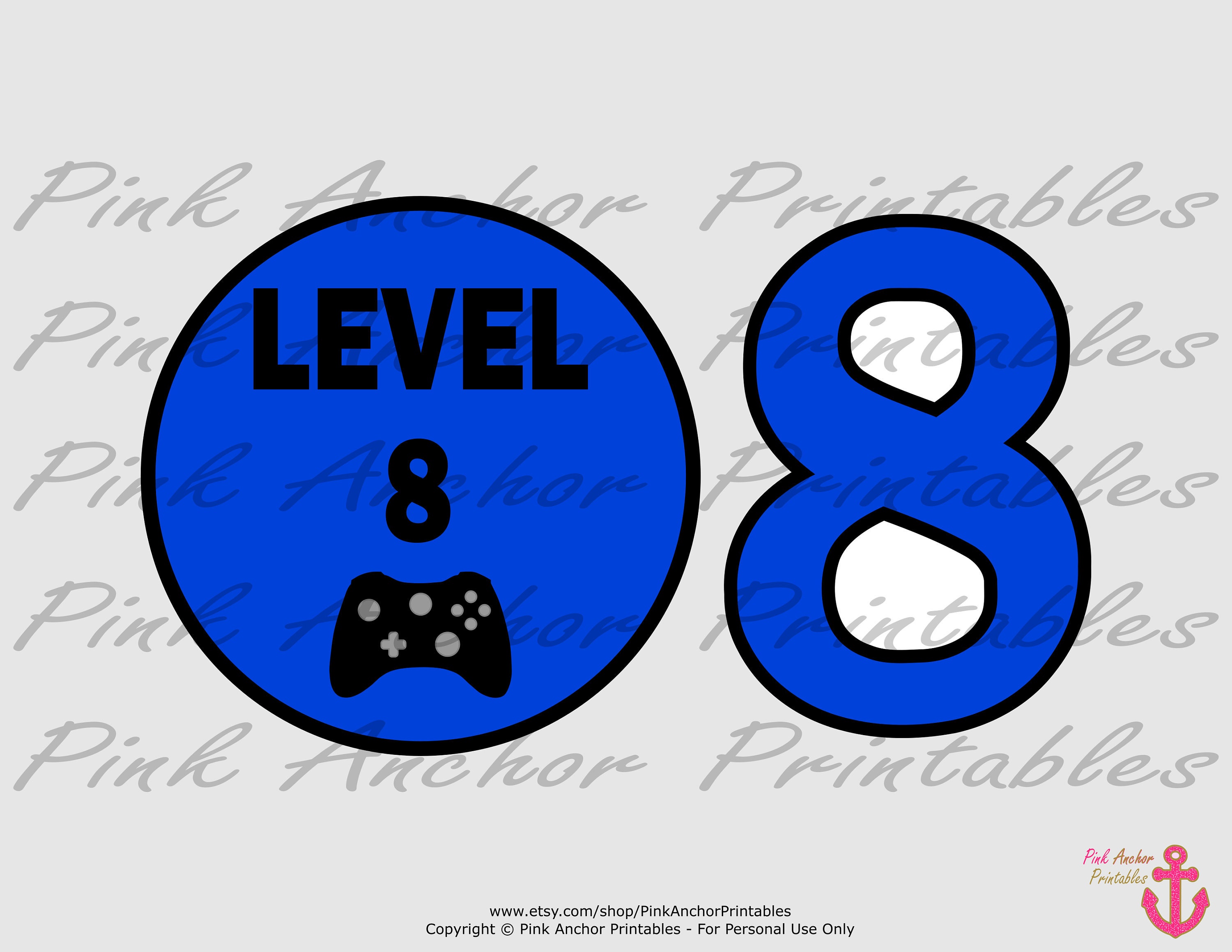 Printable Gamer Centerpieces Boy 8th Birthday Blue & Black | Etsy