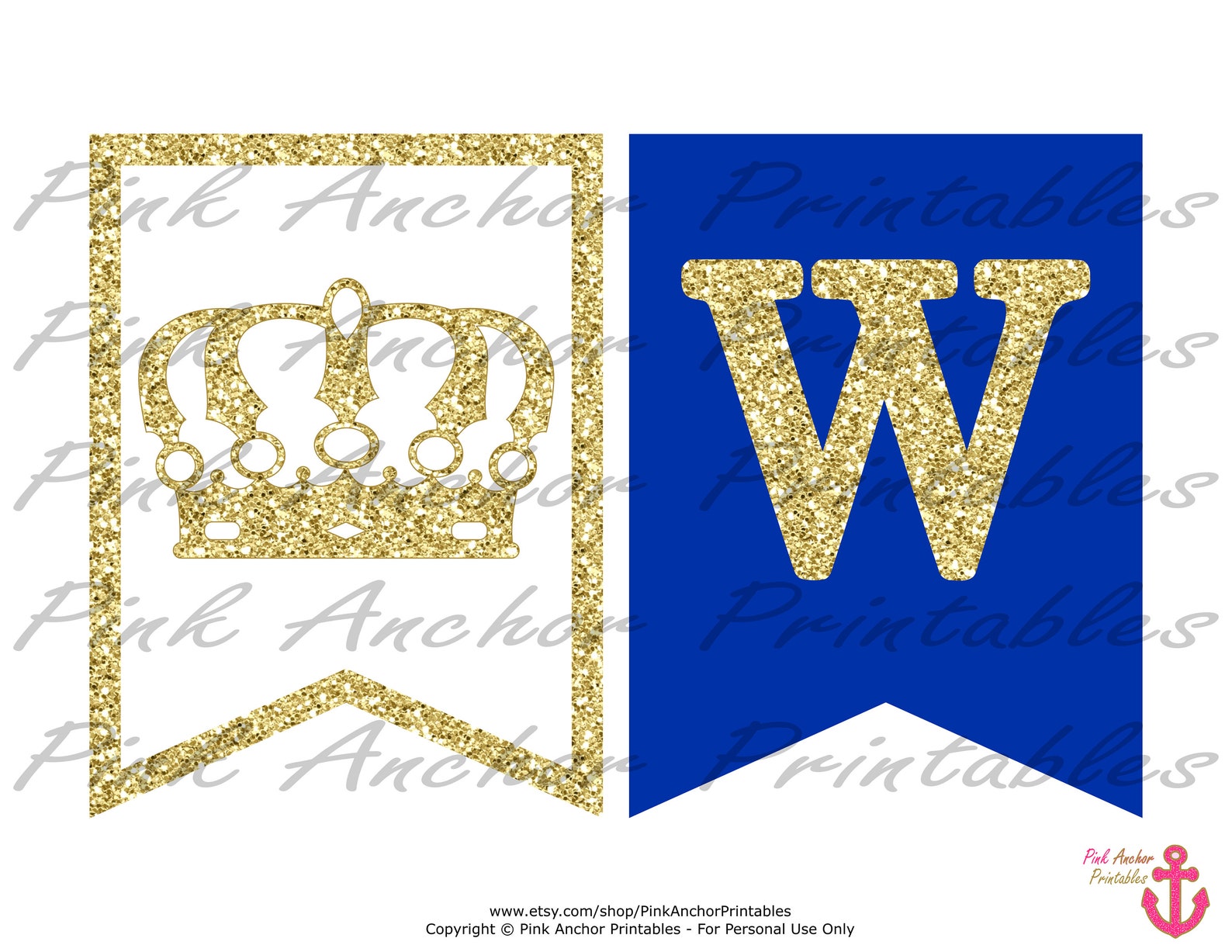 Welcome Little Prince Banner With Crowns Royal Blue & Gold | Etsy