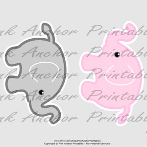 Printable Elephant Centerpieces Light Pink & Light Grey Girl Baby ...