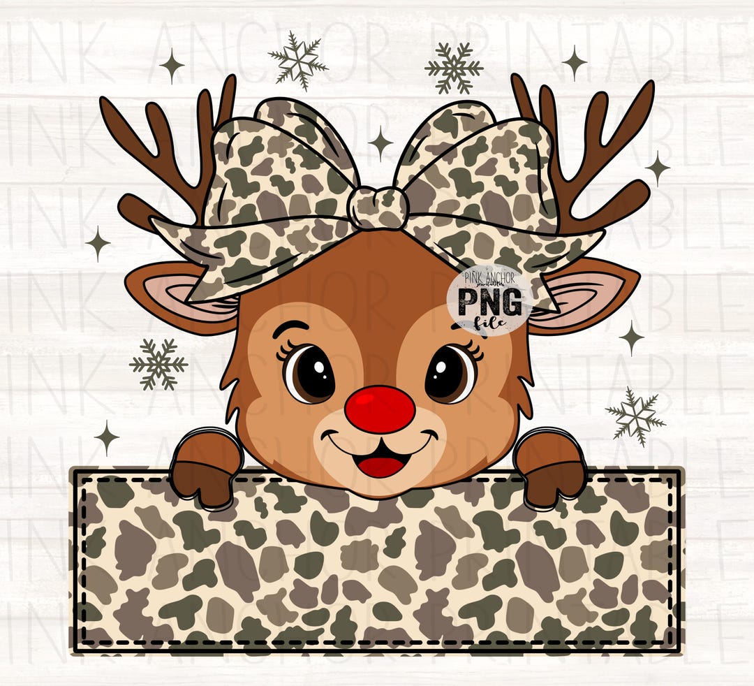 Instant Download Girl Reindeer Bow Christmas Red Green Camo Snowflake ...